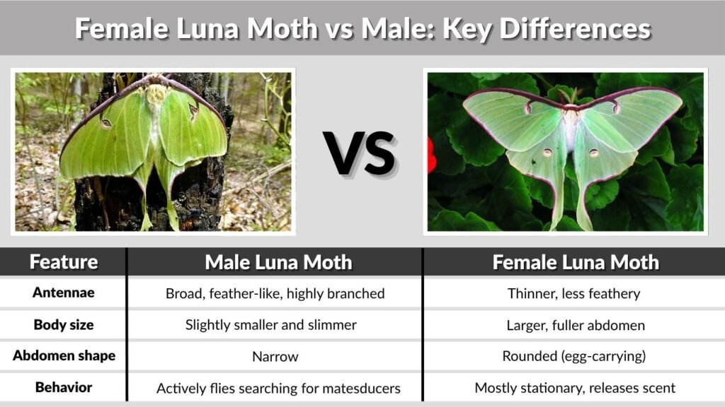 Female Luna Moth vs Male: Key Differences Between Them